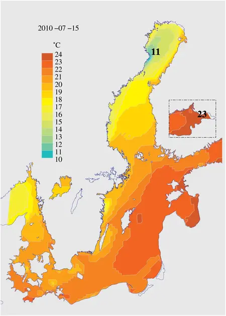 Juli 2010 - Temperatur i havet — SMHI
