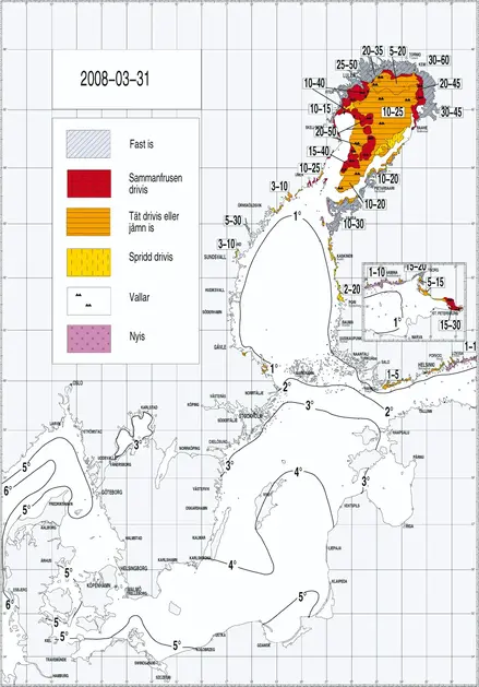 Mars 2008 - Is och temperatur i havet — SMHI