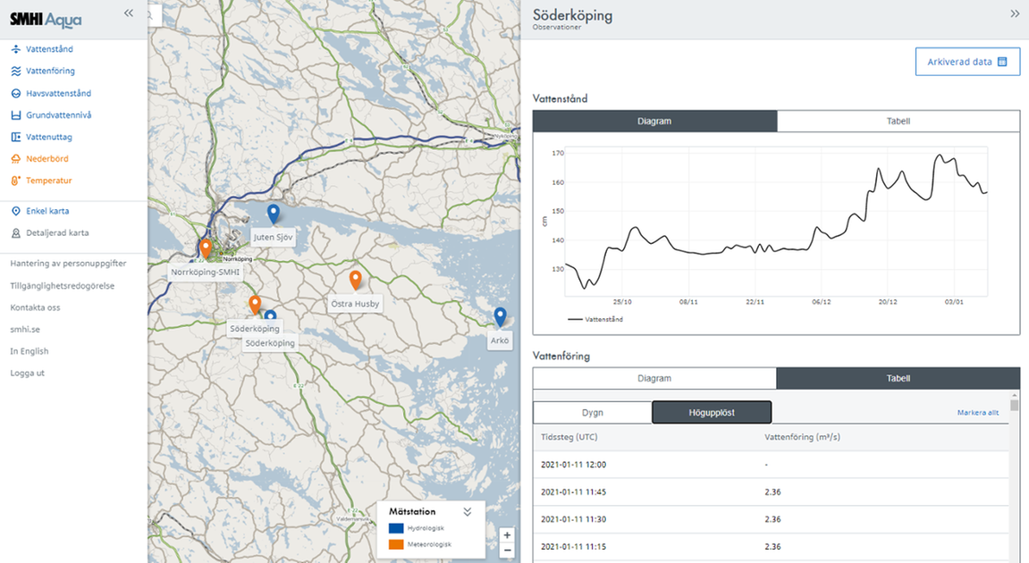 The new co-developed hydrological service SMHI Aqua is now available ...